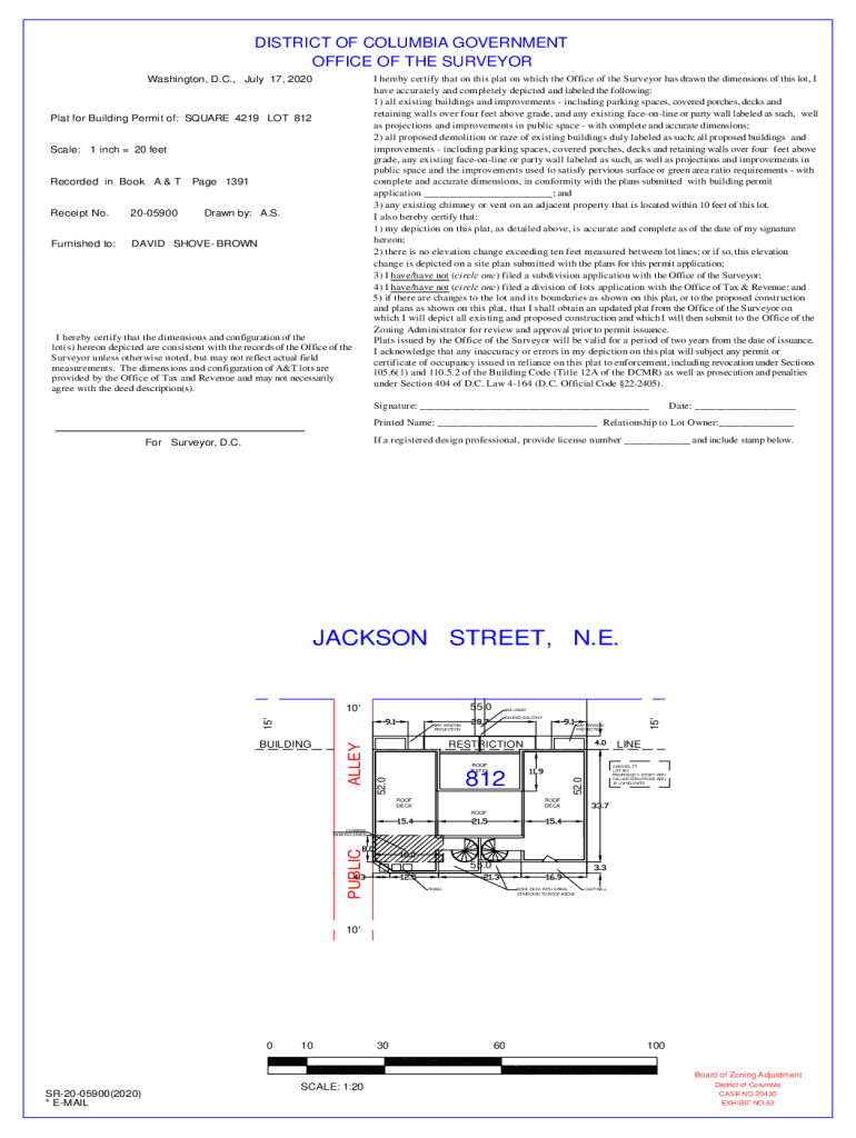 Fillable Online Plat for Building Permit of: SQUARE 4219 LOT 812 Fax ...