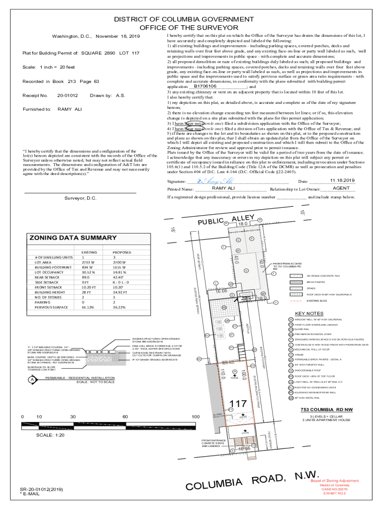Fillable Online Plat for Building Permit of: SQUARE 2890 LOT 117 Fax ...