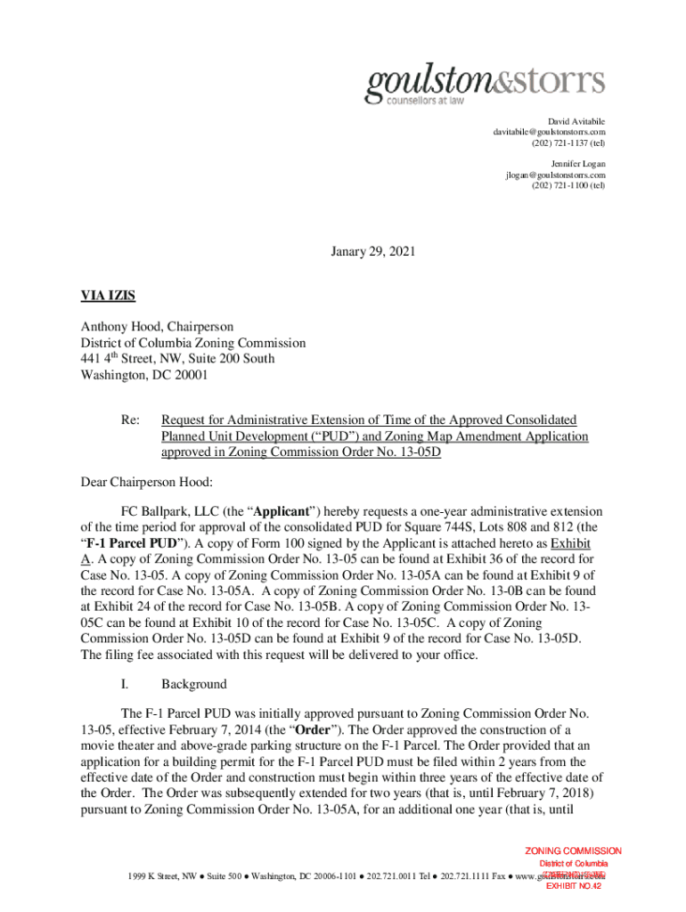 Fillable Online 13-05 - Request for Adminsitrative Extension of PUD ...