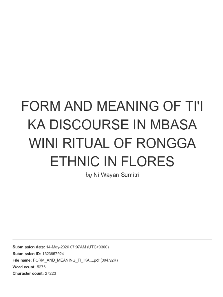 Fillable Online FORM AND MEANING OF TI'I KA DISCOURSE IN MBASA WINI ...