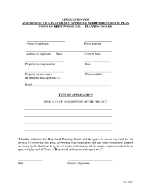 Fillable Online APPLICATION FOR SUBDIVISION ... Fax Email Print - pdfFiller