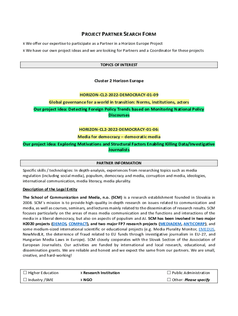 Fillable Online How to initiate and manage your Horizon Europe ... Fax ...