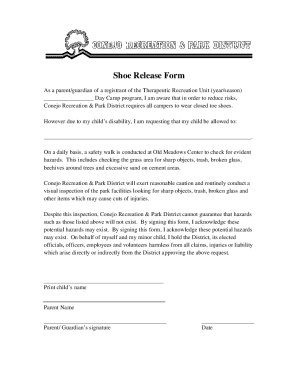 Fillable Online Shoe Release Form Fax Email Print - pdfFiller