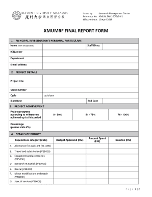 Fillable Online XMUMRF FINAL REPORT FORM Fax Email Print - pdfFiller