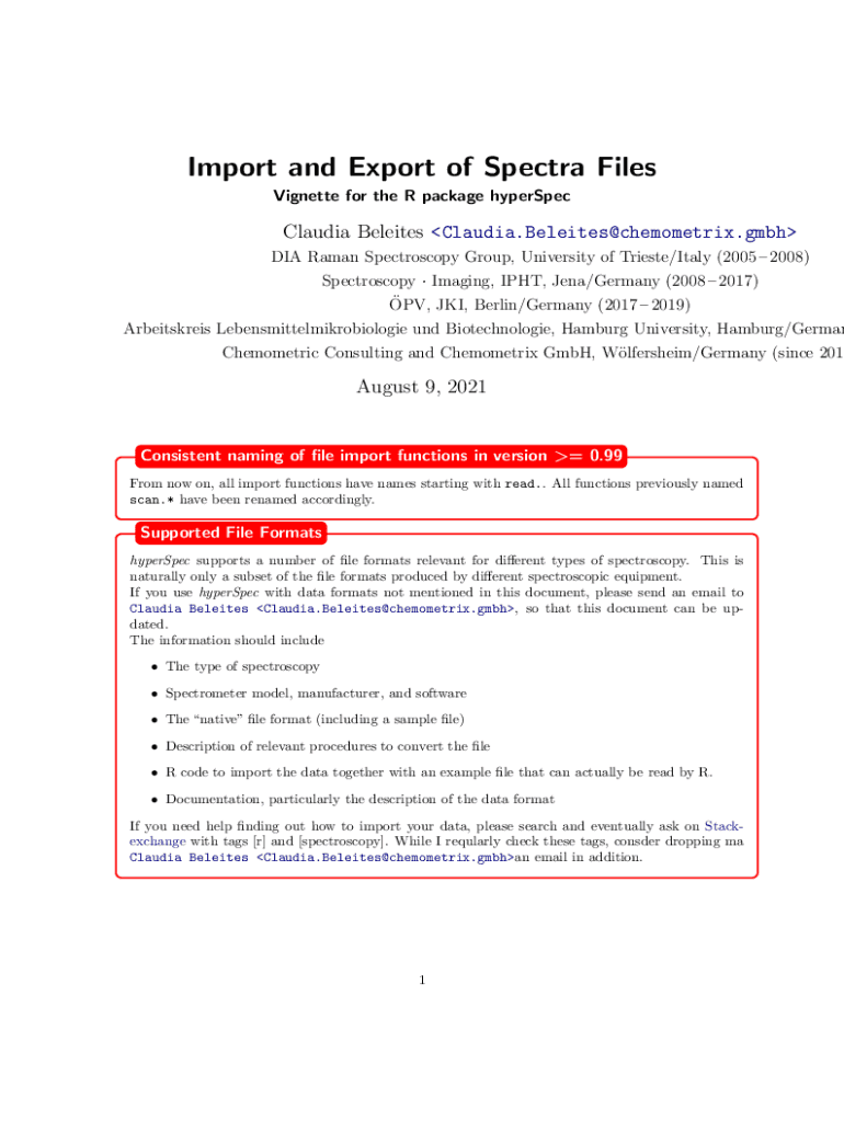 Fillable Online Import and Export of Spectra Files Vignette for the R ... Fax Email Print ...