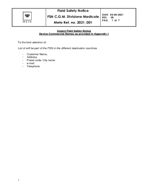 Fillable Online Field Safety Notice FSN C.G.M. Divisione Medicale Meta ... Fax Email Print ...