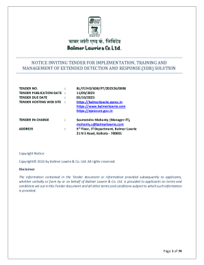 Fillable Online NOTICE INVITING TENDER FOR IMPLEMENTATION, ... Fax ...