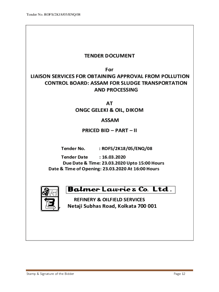 Fillable Online TENDER DOCUMENT For LIAISON SERVICES FOR ... Fax Email Print - pdfFiller