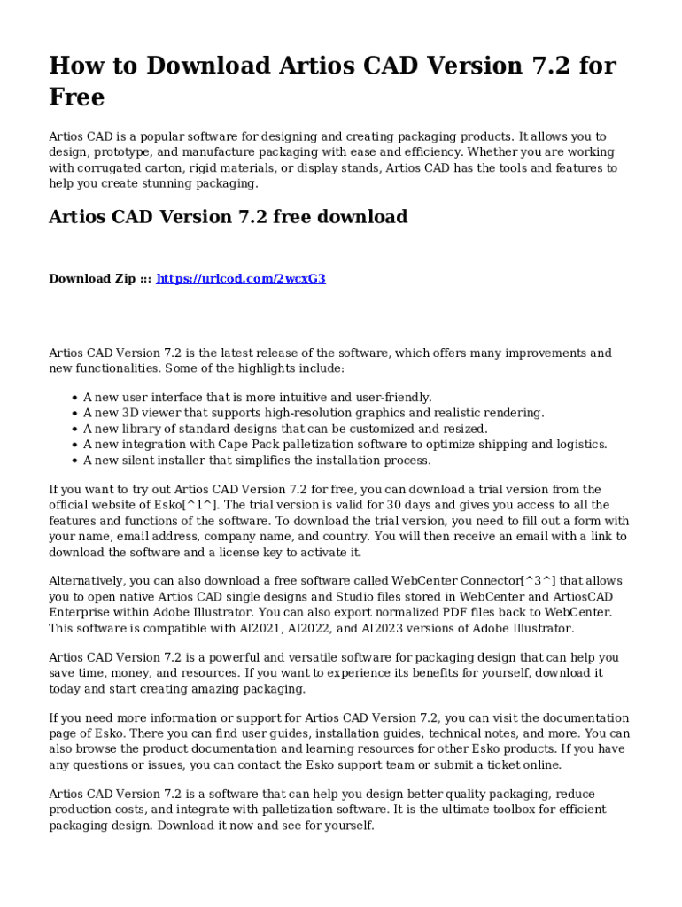 Fillable Online ArtiosCAD: The best CAD software for product packaging ...