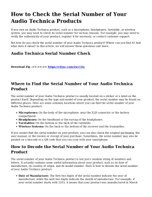 Fillable Online How to Check the Serial Number of Your Audio Technica ...