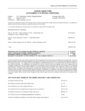 Fillable Online CHANGE ORDER FORM (ATTACHMENT A TO SPECIAL ... Fax ...