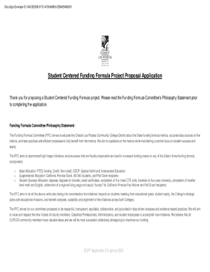 Fillable Online Student Centered Funding Formula Project Proposal ...