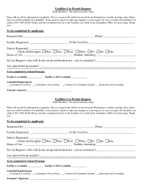 Fillable Online Facilities Use permit Request Fax Email Print - pdfFiller