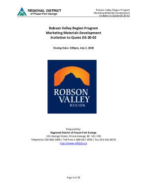 Fillable Online Robson Valley Region Program Marketing Materials ...