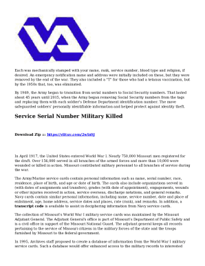 Fillable Online Service Serial Number Military Killed Fax Email Print ...
