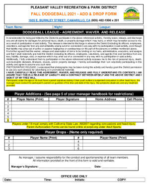 Fillable Online FALL DODGEBALL 2021 - ADD & DROP FORM Fax Email Print ...