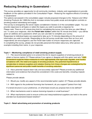 Fillable Online Response to Reducing Smoking in Queensland - Reducing ...