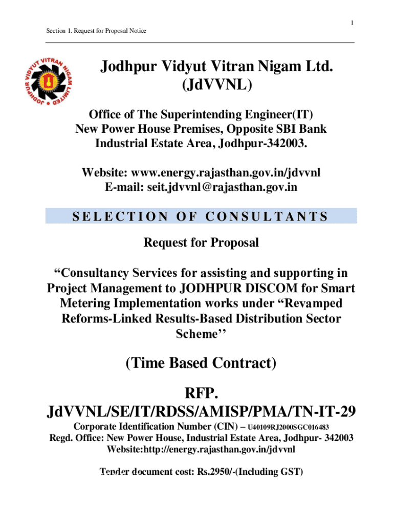 Fillable Online 1 JODHPUR VIDYUT VITRAN NIGAM LIMITED OFFICE OF ... Fax ...