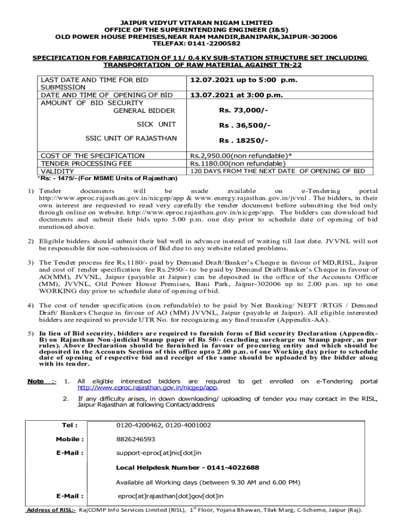 Fillable Online Office of the Superintending Engineer (M&P) Fax Email ...