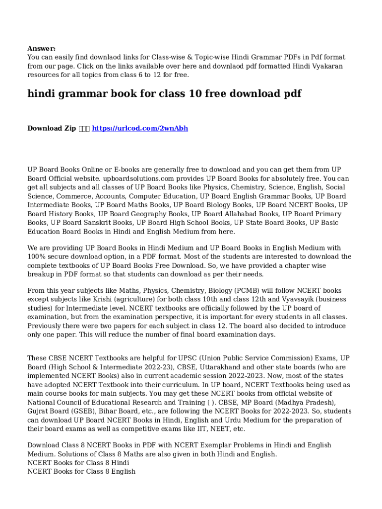 Fillable Online Hindi Grammar Book For Class 10 Free Download Pdf Fax Fillable Online Hindi Grammar Book For Class 10 Free Download Pdf Fax