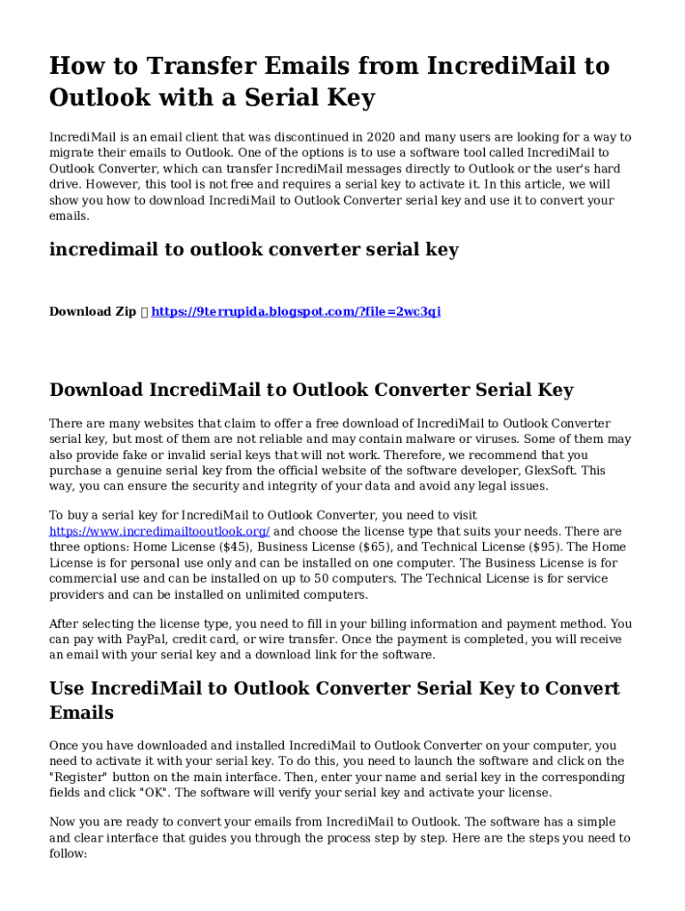 Fillable Online How To Transfer Mails From IncrediMail To Outlook Or ...