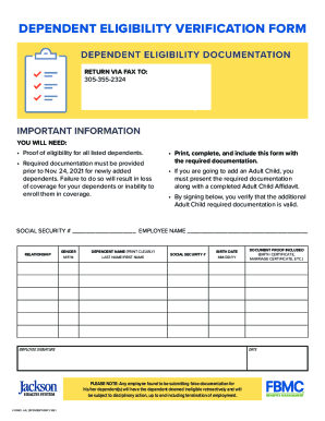 Fillable Online Dependent Eligibility Verification - University of ...