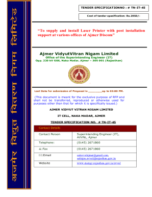Fillable Online TENDER SPECIFICATION Definition: 276 Samples - Law ...