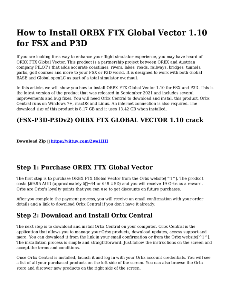 Fillable Online Does The FTX Global Vector Need Any Other ORBX Products? Fax Email Print - pdfFiller