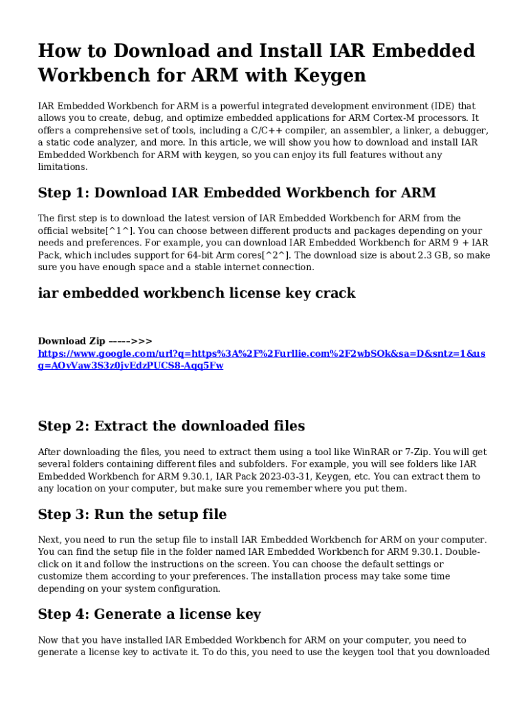 Iar Embedded Workbench License Key - Fill Online, Printable, Fillable, Blank | pdfFiller