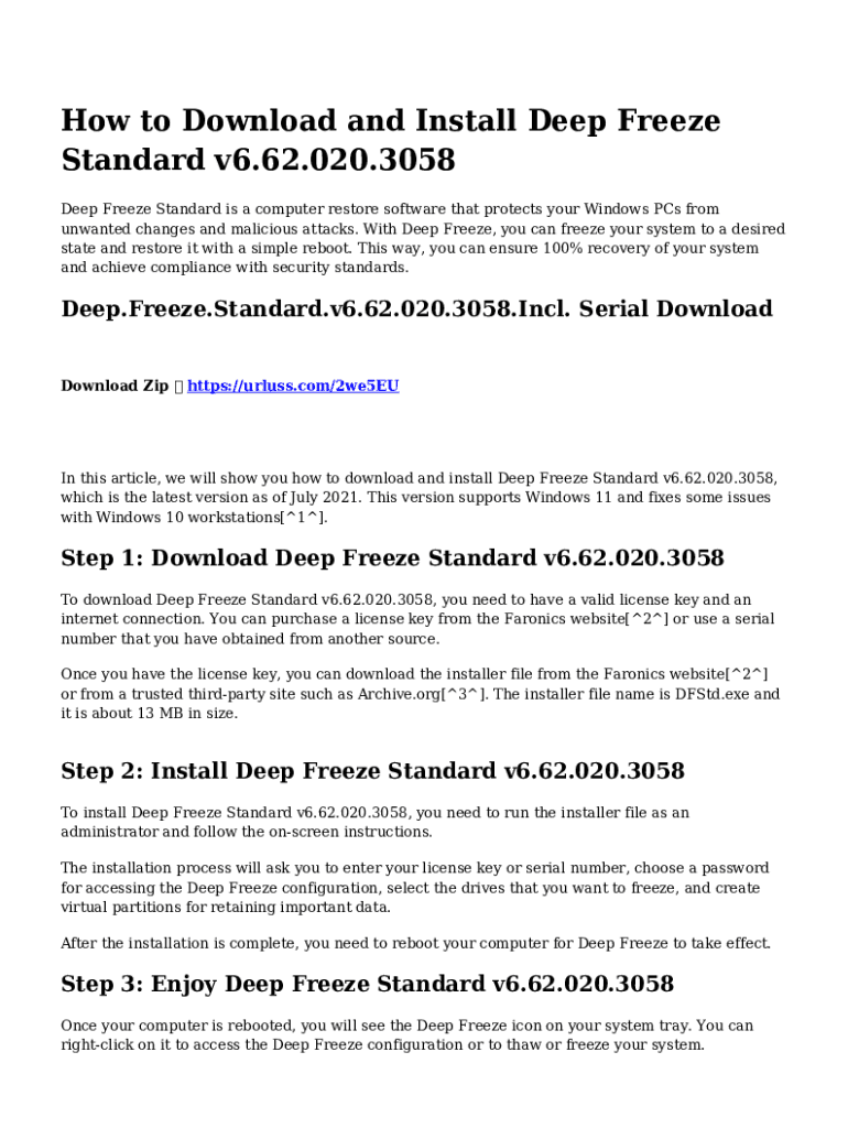 Fillable Online Deep.Freeze.Standard.v6.62.020.3058.Incl. Serial ...