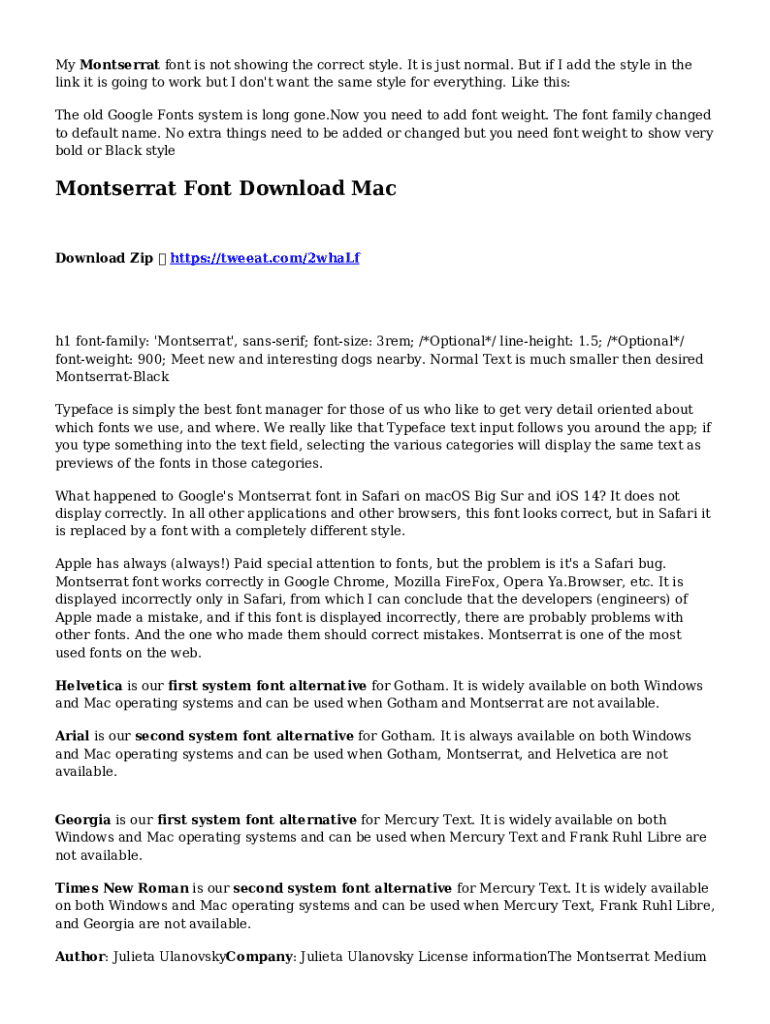 Fillable Online My Montserrat font is not showing the correct font-style Fax Email Print - pdfFiller
