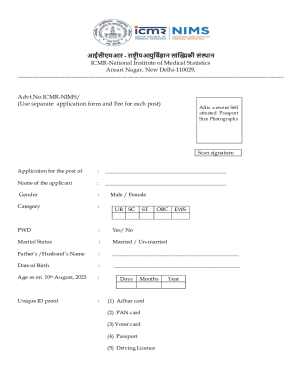 Fillable Online sarkarinaukrieasyalert.comICMR NIMS Application Form ...