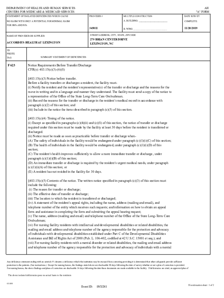 Fillable Online Notice Requirements Before Transfer/Discharge Fax Email ...