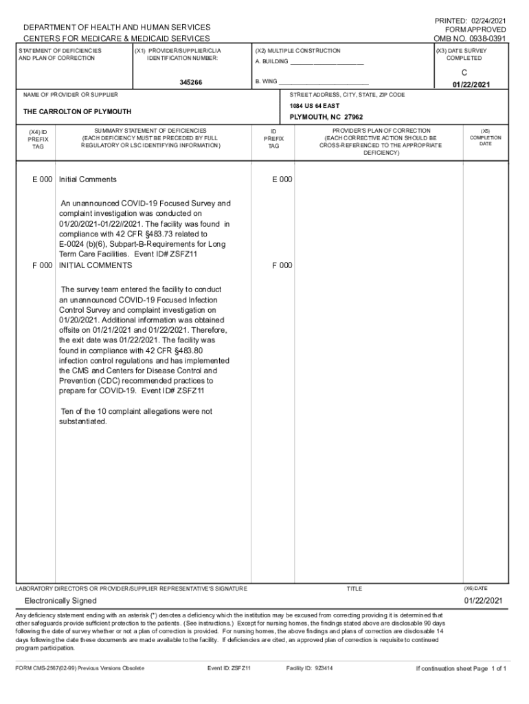 Fillable Online An unannounced COVID-19 Focused Survey and Fax Email ...