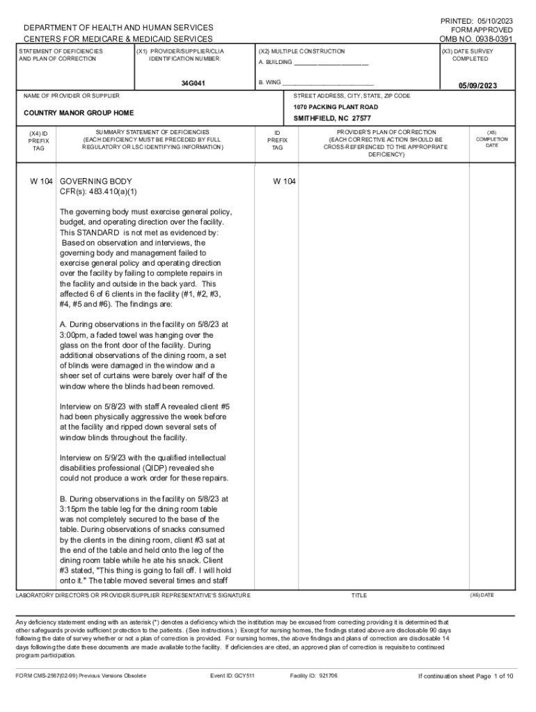 Fillable Online printed: 05/10/2023 - form approved omb no. 0938-0391 ...