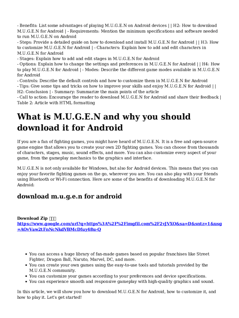 Fillable Online Download and Play Project Mugen Game on PC & Mac ... Fax Email Print - pdfFiller