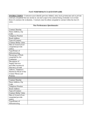 Fillable Online NAVFAC I USACE Past Performance Questionnaire (PPQ ...