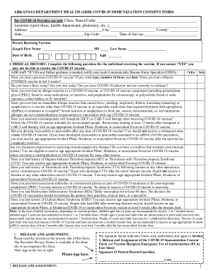 Fillable Online adh covid-19 immunization consent form Fax Email Print ...