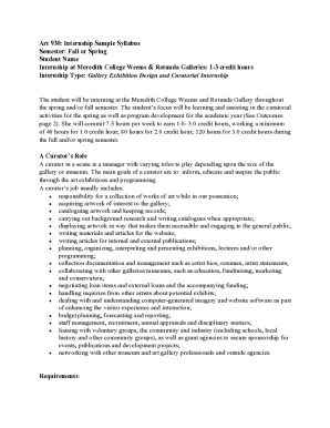 Fillable Online Internship Sample Syllabus Semester: Fall or Spring Student ... Fax Email Print ...