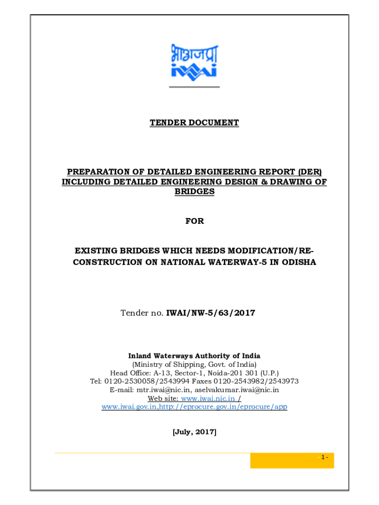Fillable Online Tender Document For Planning, Designing, Detailed ...