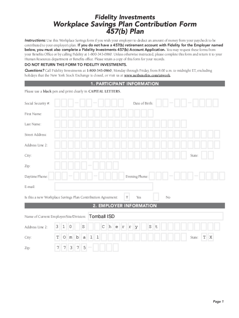 Fillable Online Workplace Savings Plan Contribution Form 401(a/k) or ...