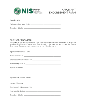 Fillable Online APPLICANT ENDORSEMENT FORM Fax Email Print - pdfFiller