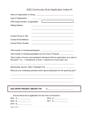 Fillable Online 2022-prescott-community-grants-application-form-intake ...