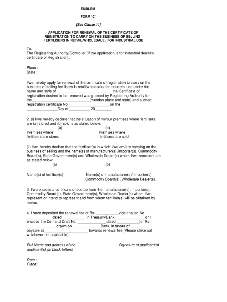 Fillable Online Application Form for Obtaining Fertilizer License Fax ...