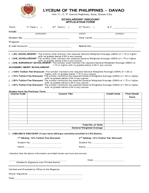 Fillable Online LYCEUM OF THE PHILIPPINES - DAVAO Fax Email Print ...