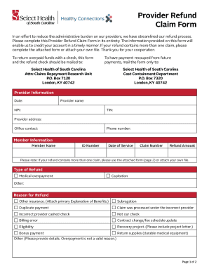 Fillable Online Select Health of South Carolina - Provider - Provider ...