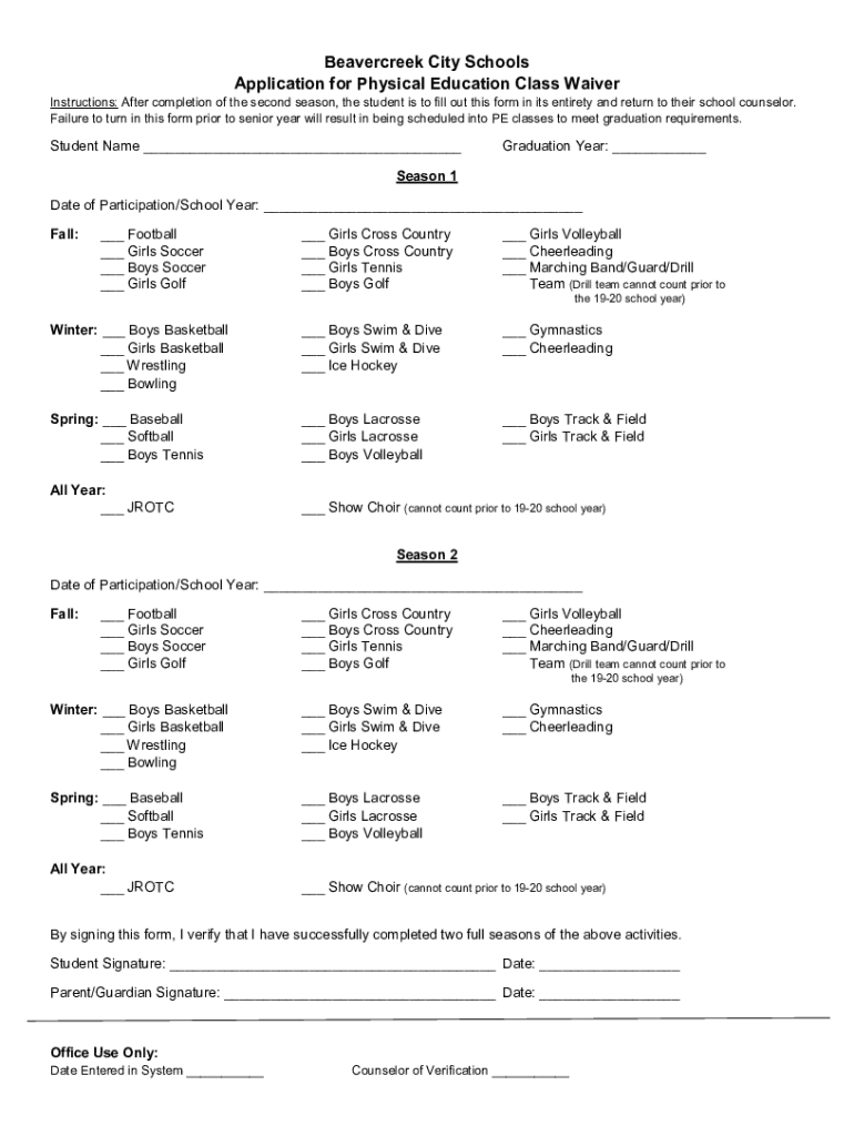 Fillable Online Physical - Final Forms InformationBeavercreek Athletics ...
