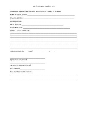 Fillable Online f/7.2-a employee complaint form Fax Email Print - pdfFiller
