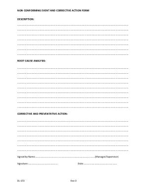 Fillable Online DL 072 NON CONFORMING EVENT FORM Fax Email Print ...
