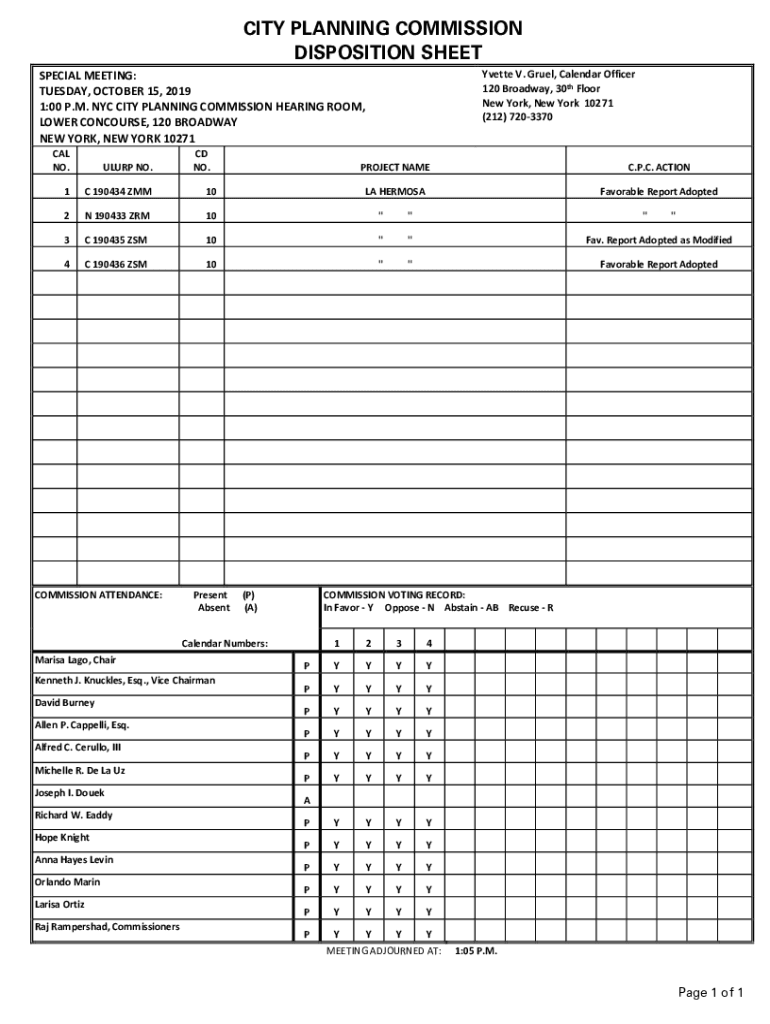 Fillable Online Fillable Online Disposition Sheet & Calendar No. 10 Fax ...